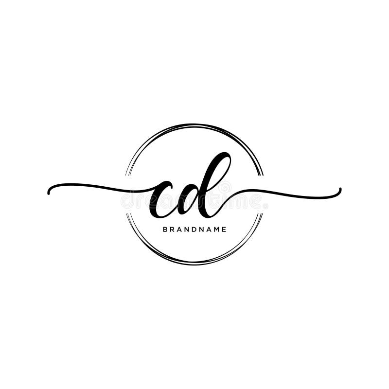 CD Initial Handwriting Logo Circle Template Vector Stock Vector ...