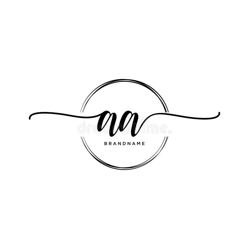 AA Initial Handwriting Logo with Circle Stock Illustration ...