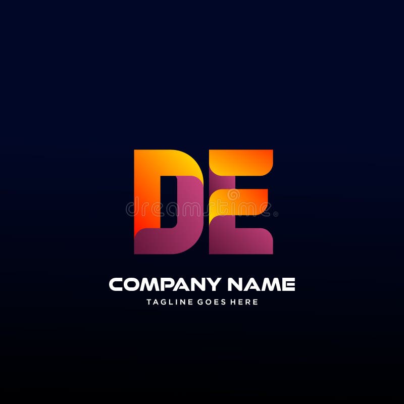 Letter DE Initial Logo Vector with Colorful Stock Vector - Illustration ...