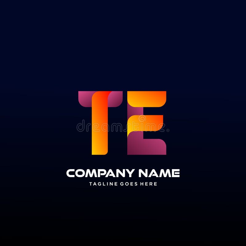 Letter TE Initial Logo Vector with Colorful Stock Vector - Illustration ...