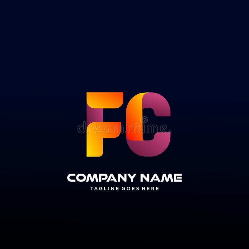 Letter FC Initial Logo Vector with Colorful Stock Vector - Illustration ...