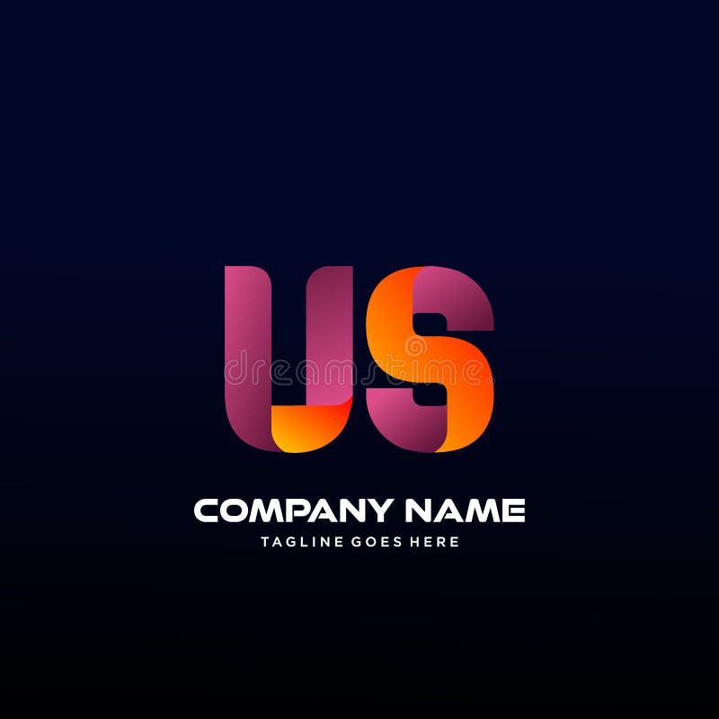 Letter US Initial Logo Vector with Colorful Stock Vector - Illustration ...