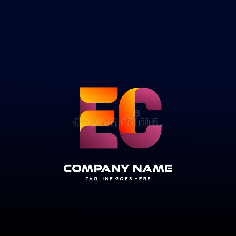 Letter EC Initial Logo Vector with Colorful Stock Vector - Illustration ...