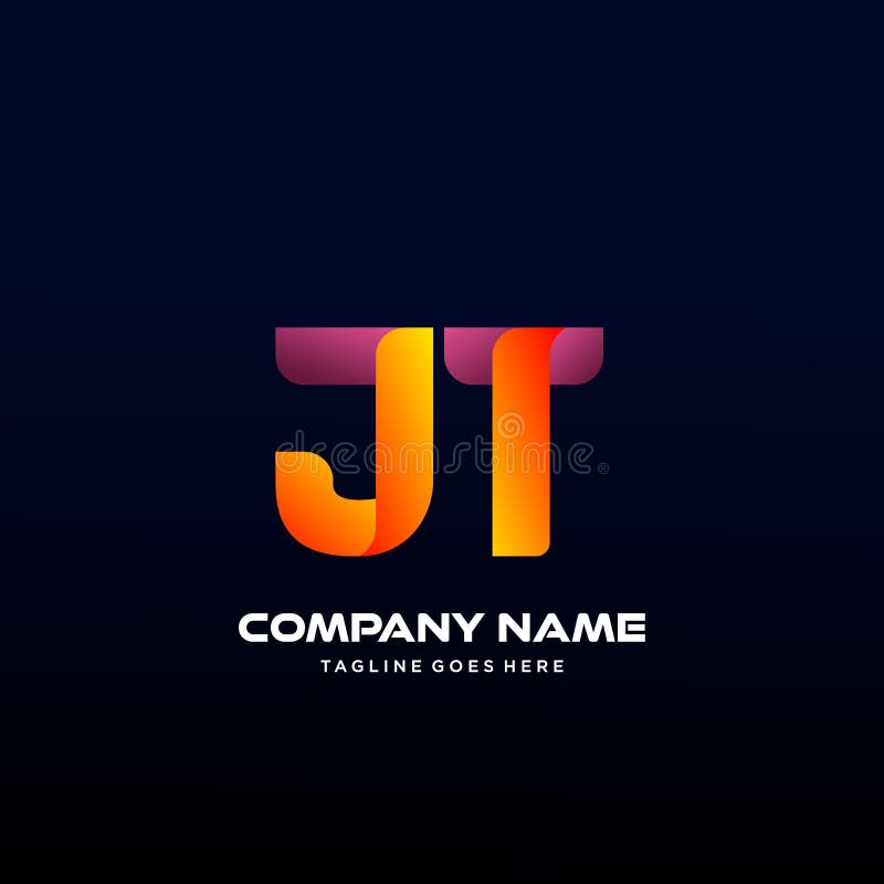 Letter JT Initial Logo Vector with Colorful Stock Vector - Illustration ...