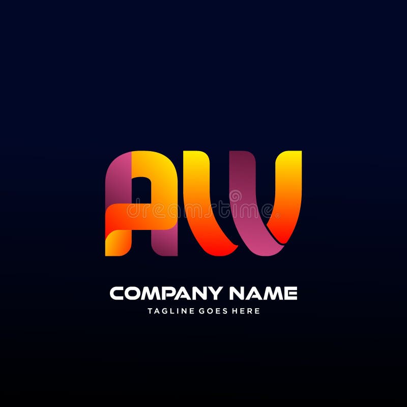 Letter AW Initial Logo Vector with Colorful Stock Vector - Illustration ...