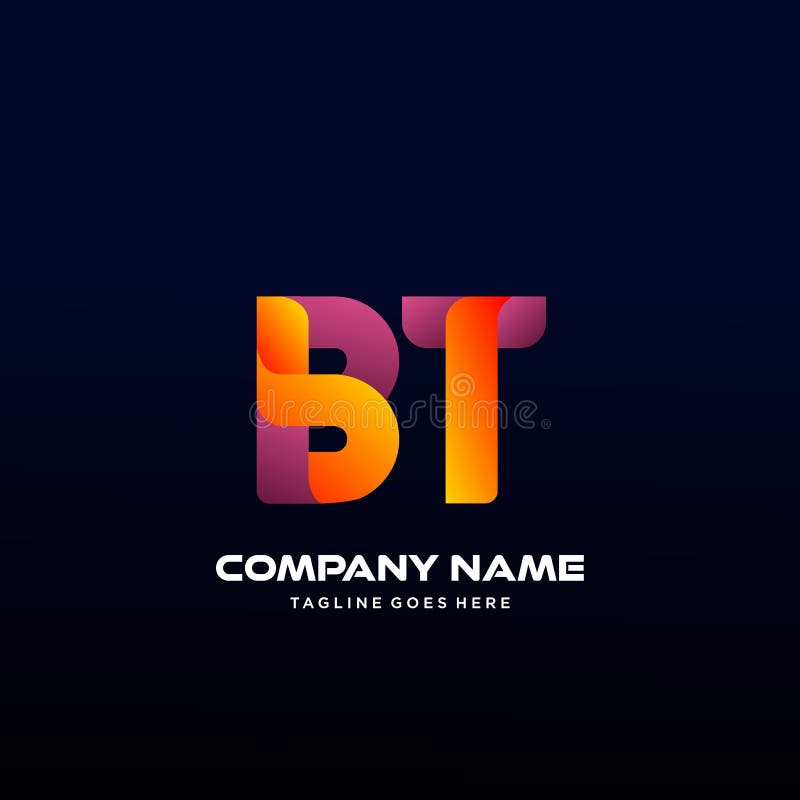Letter BT Initial Logo Vector with Colorful Stock Vector - Illustration ...