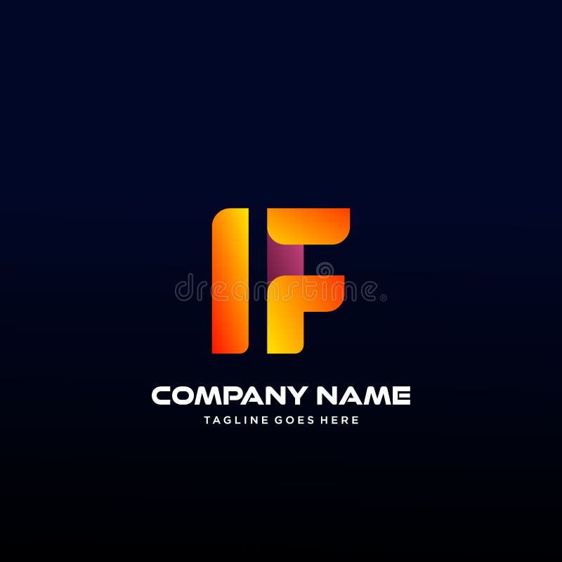 Letter IF Initial Logo Vector with Colorful Stock Vector - Illustration ...