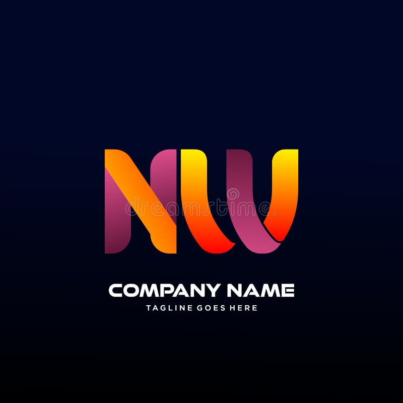 Letter NW Initial Logo Vector with Colorful Stock Vector - Illustration ...