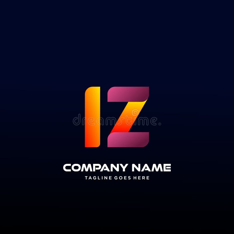 Letter IZ Initial Logo Vector with Colorful Stock Vector - Illustration ...