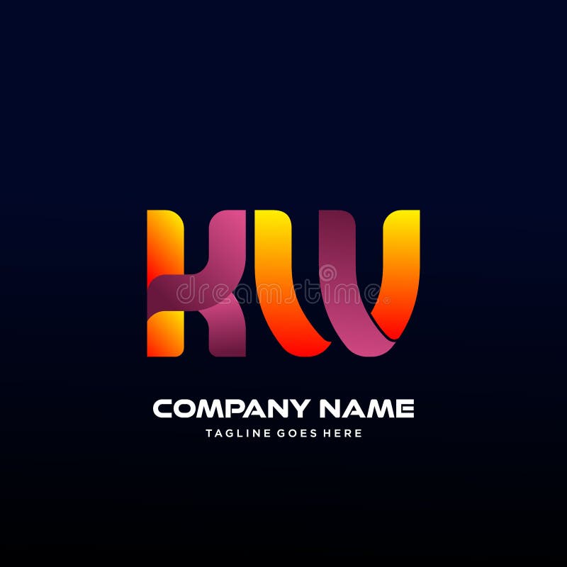 Letter KW Initial Logo Vector with Colorful Stock Vector - Illustration ...