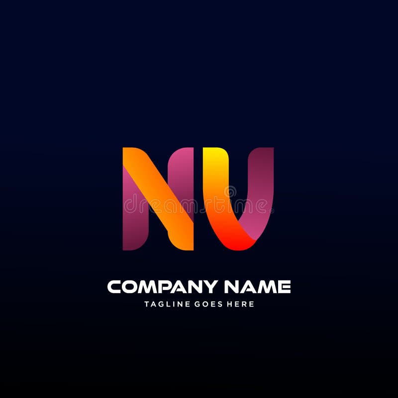 Letter NV Initial Logo Vector with Colorful Stock Vector - Illustration ...