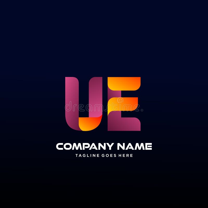 Letter UE Initial Logo Vector with Colorful Stock Vector - Illustration ...