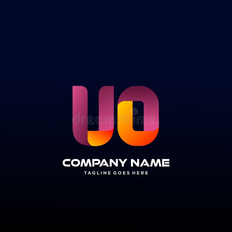 Letter UO Initial Logo Vector with Colorful Stock Vector - Illustration ...