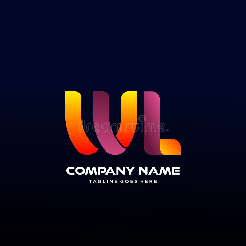 Letter WL Initial Logo Vector with Colorful Stock Vector - Illustration ...