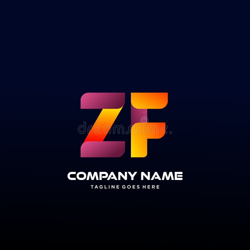 Letter ZF Initial Logo Vector with Colorful Stock Vector - Illustration ...