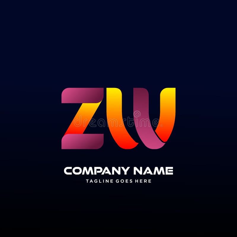 Letter ZW Initial Logo Vector with Colorful Stock Vector - Illustration ...