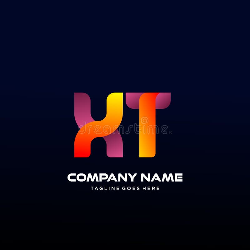Letter XT Initial Logo Vector with Colorful Stock Vector - Illustration ...