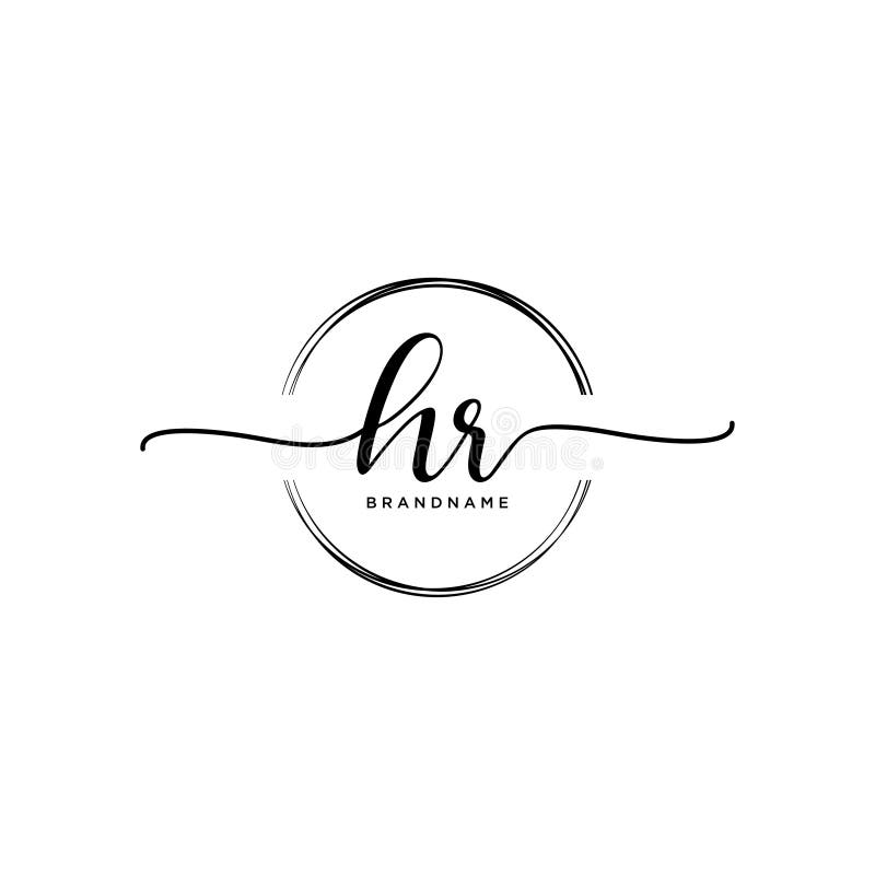 HR Initial Handwriting Logo with Circle Stock Illustration ...