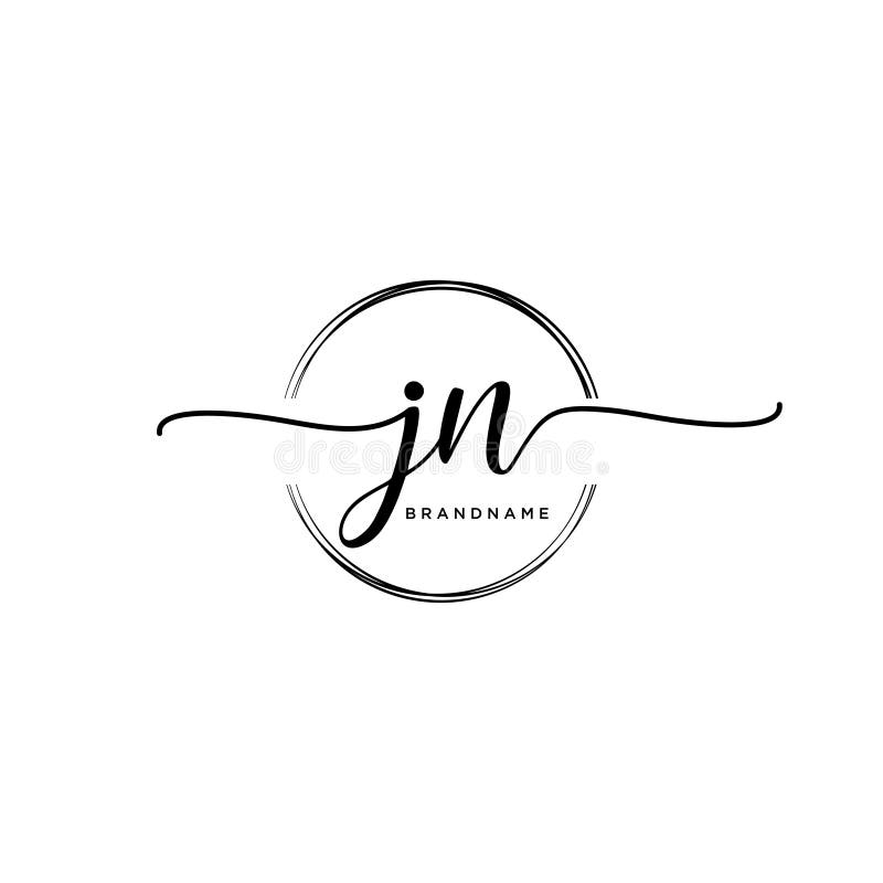 JN Initial Handwriting Logo with Circle Stock Vector - Illustration of ...
