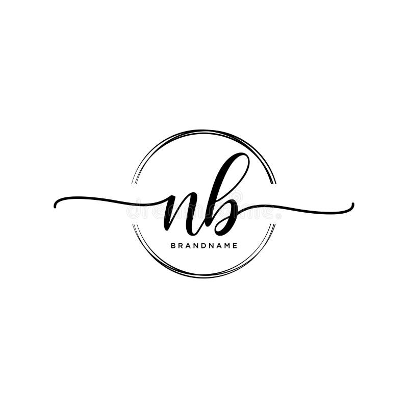 NB Initial Handwriting Logo with Circle Stock Vector - Illustration of ...