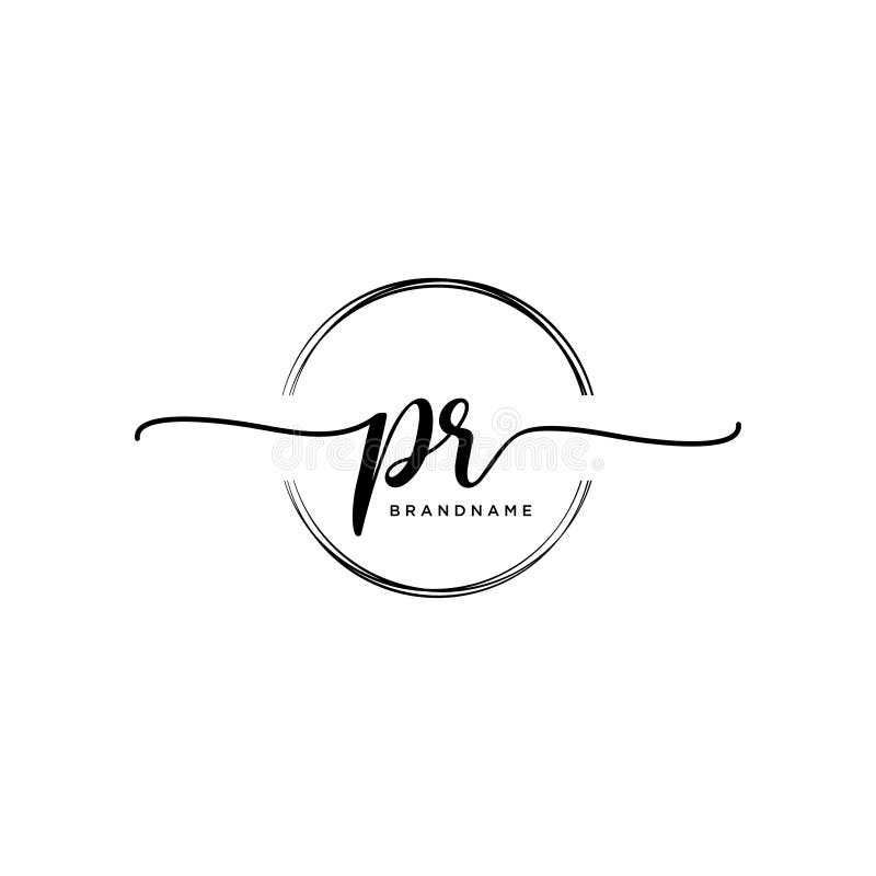PR Initial Handwriting Logo with Circle Stock Vector - Illustration of ...
