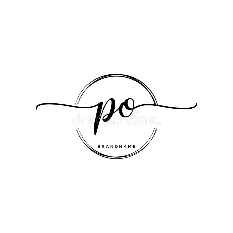 PO Initial Handwriting Logo with Circle Stock Vector - Illustration of ...