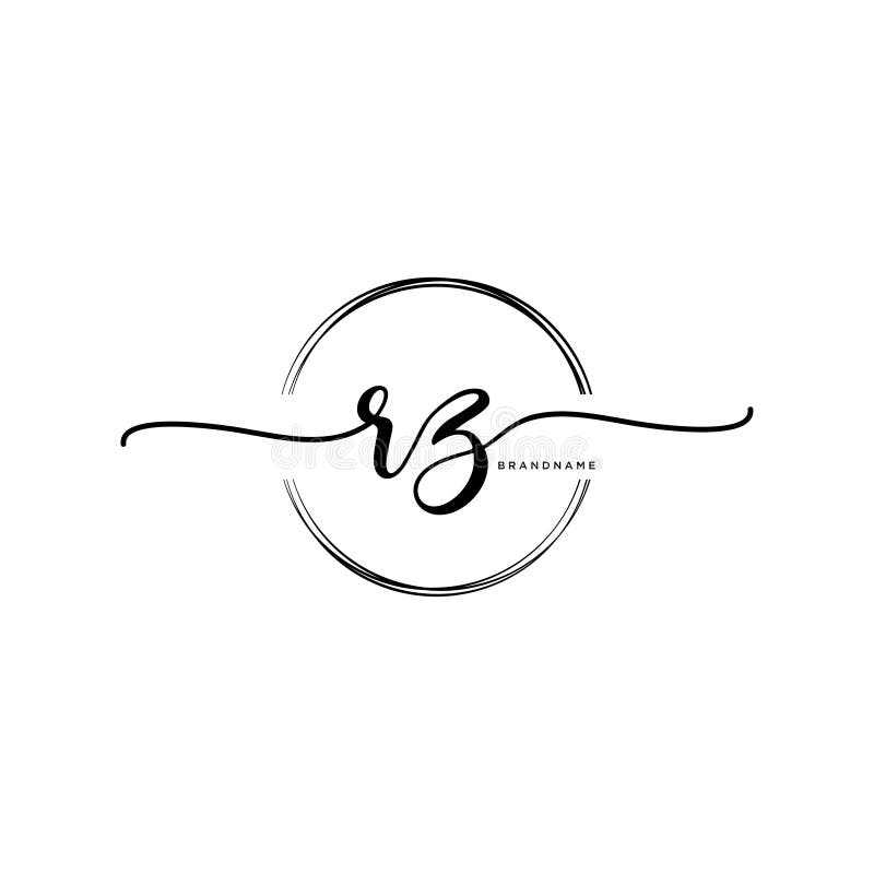 RZ Initial Handwriting Logo with Circle Stock Vector - Illustration of ...