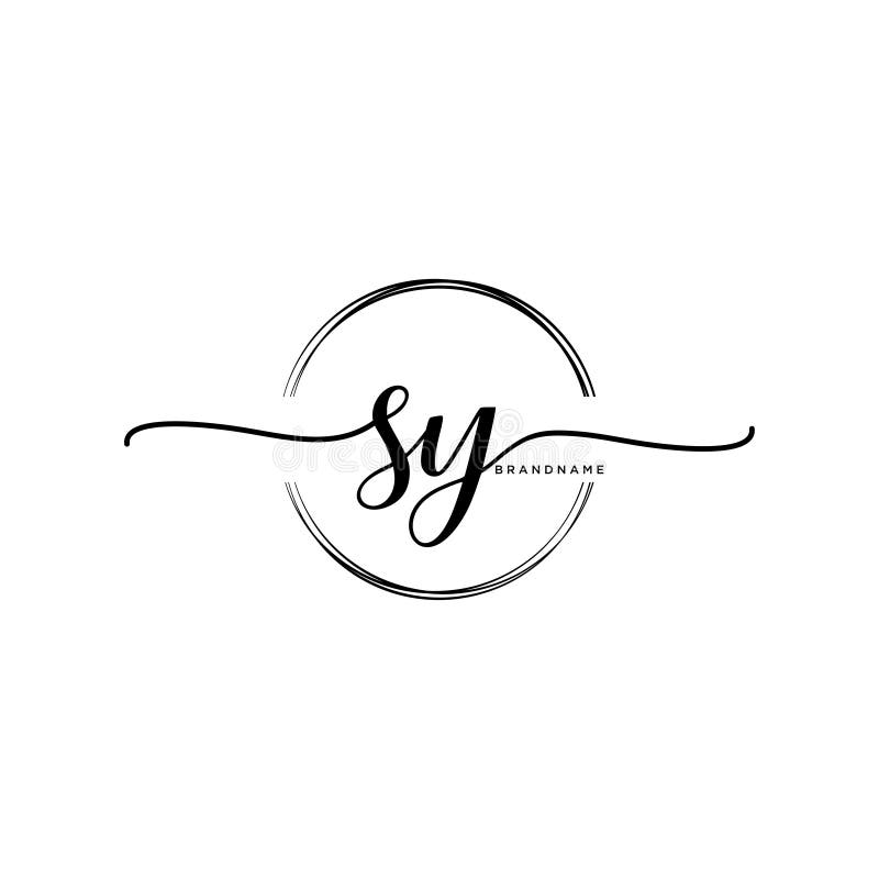 SY Initial Handwriting Logo with Circle Stock Vector - Illustration of ...