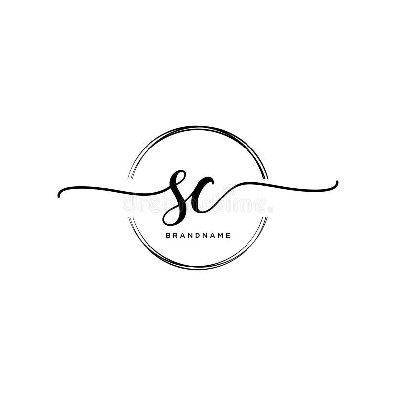 SC Initial Handwriting Logo with Circle Stock Illustration ...