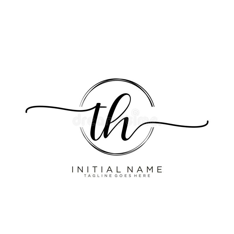 TH Initial Handwriting Logo with Circle Stock Vector - Illustration of ...