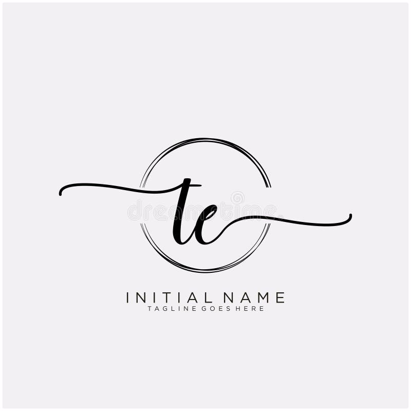TE Initial Handwriting Logo with Circle Stock Vector - Illustration of ...