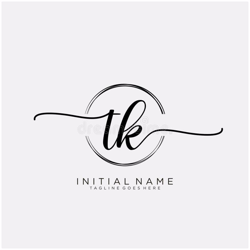 TK Initial Handwriting Logo with Circle Stock Illustration ...