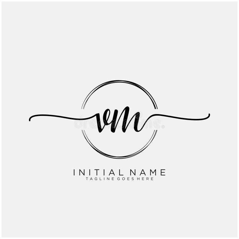 VM Initial Handwriting Logo with Circle Stock Vector - Illustration of ...