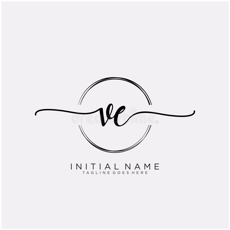 VE Initial Handwriting Logo with Circle Stock Illustration ...