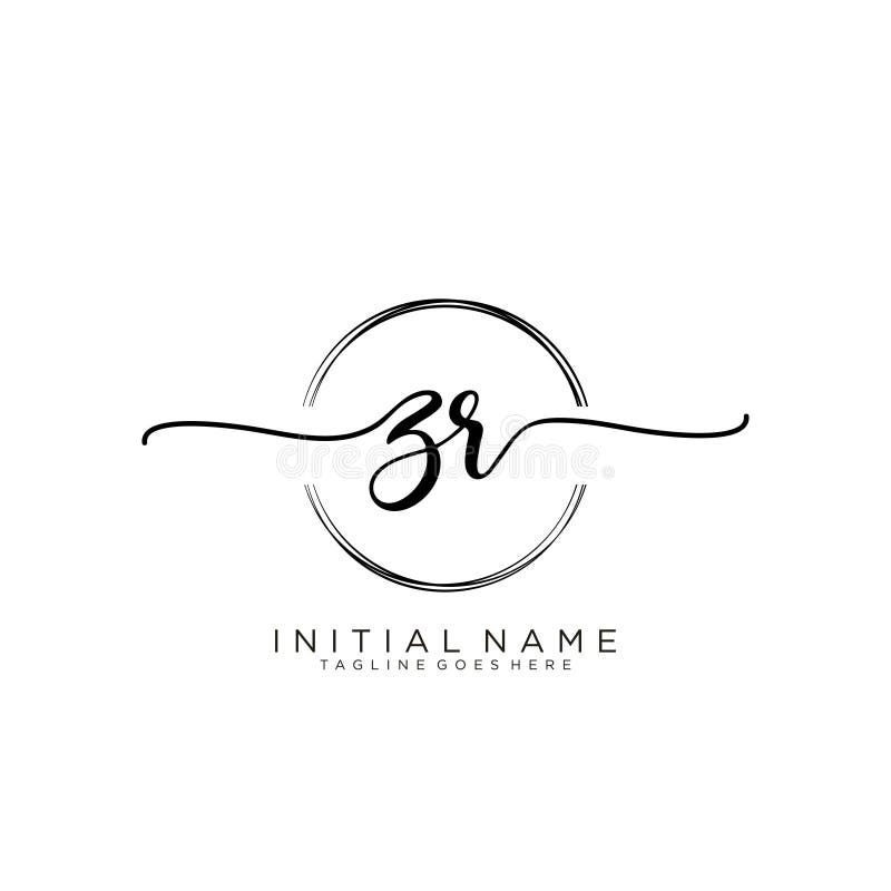 ZR Initial Handwriting Logo with Circle Stock Vector - Illustration of ...
