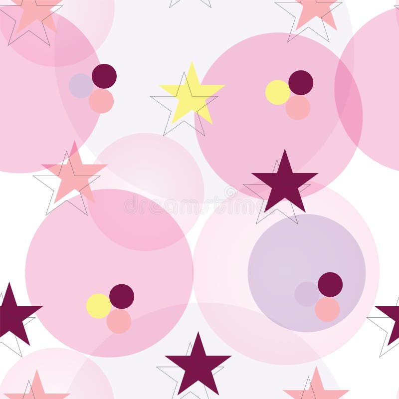 Seamless Pattern with Stars in Pink, Purple and Yellow Colors Vector ...