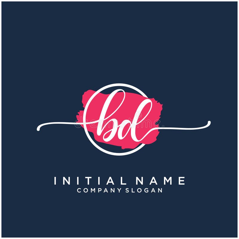 BD Initial Handwriting Logo Design with Brush Circle Stock Vector ...