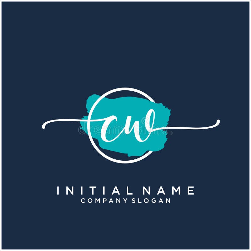 CW Initial Heart Shape Gold Colored Logo Stock Vector - Illustration of ...