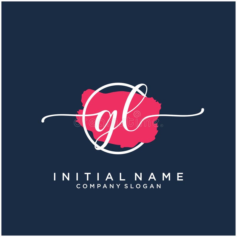 GL Initial Handwriting Logo Design with Brush Circle Stock Vector ...