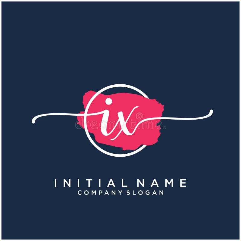 IX Initial Handwriting Logo Design with Brush Circle Stock Vector ...