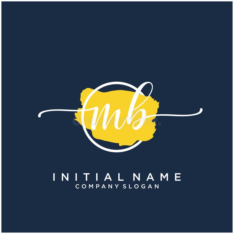 MB Initial Handwriting Logo Design with Brush Circle Stock Vector ...
