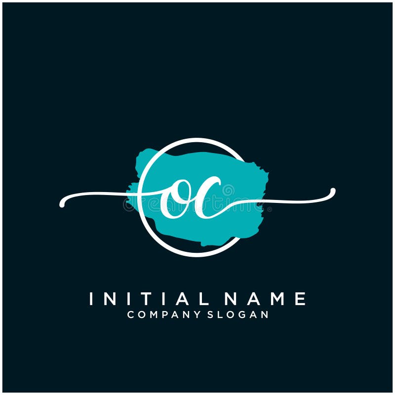 OC Initial Handwriting Logo Design with Brush Circle Stock Vector ...