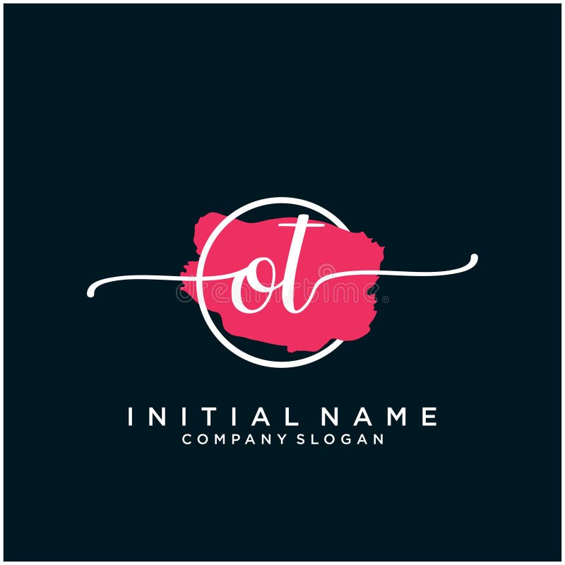 OT Initial Handwriting Logo Design with Brush Circle Stock Vector ...