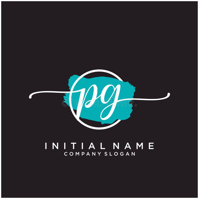 PG Initial Handwriting Logo Design with Brush Circle Stock Vector ...
