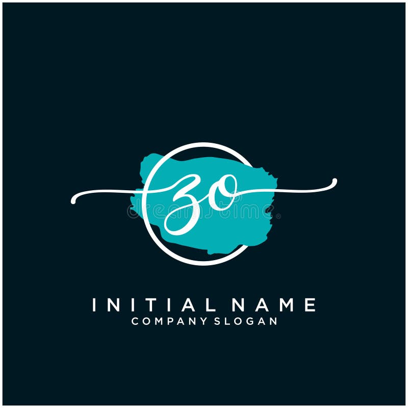 ZO Initial Handwriting Logo Design with Brush Circle Stock Vector - Illustration of icon ...