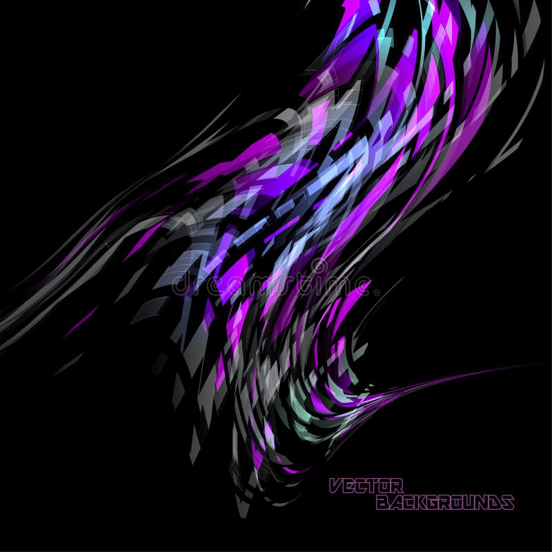 Abstract Purple Geometry Motion Colors on a Black Stock Vector ...