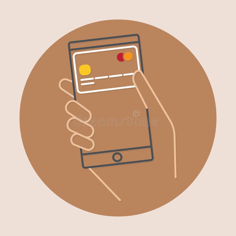 Cashless Payment. Payment with Smartphone Icon, Online Mobile Payment Linear Sign. Smartphone ...