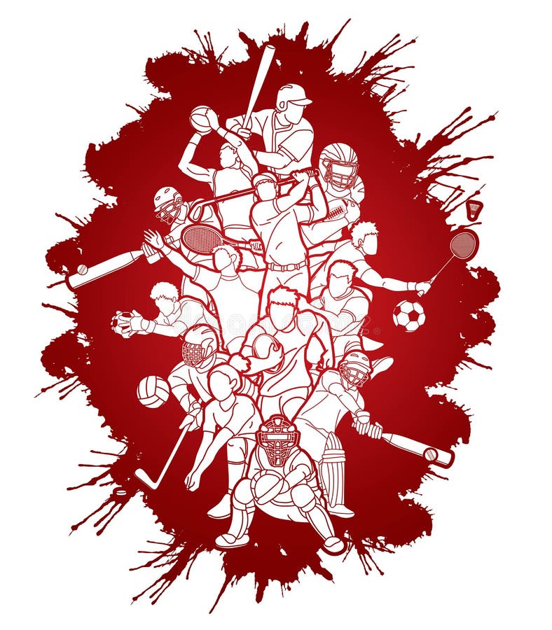 Sports Mix Sport Players Action Cricket Basketball Baseball Rugby Ice ...