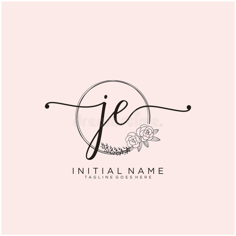 JE Letter Initial Beauty Monogram and Elegant Stock Illustration ...