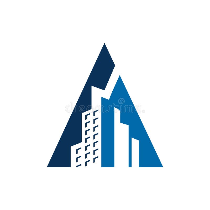 Letter a Real Estate Logo Design. Triangle Building Horizon Line ...